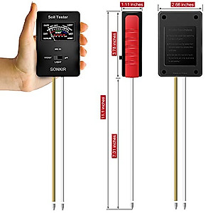 SONKIR Soil pH Meter, MS-X1 Upgraded 3-in-1 Soil Moisture/Light/pH Tester Gardening Tool Kits for Plant Care, Great for Garden, Lawn, Farm (Black)