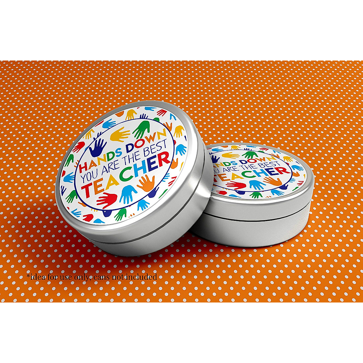 You’re The Best Teacher Handprint Themed Appreciation Thank You Sticker Labels, 40 2" Party Circle Stickers by AmandaCreation, Great for Envelope Seals & Gift Bags