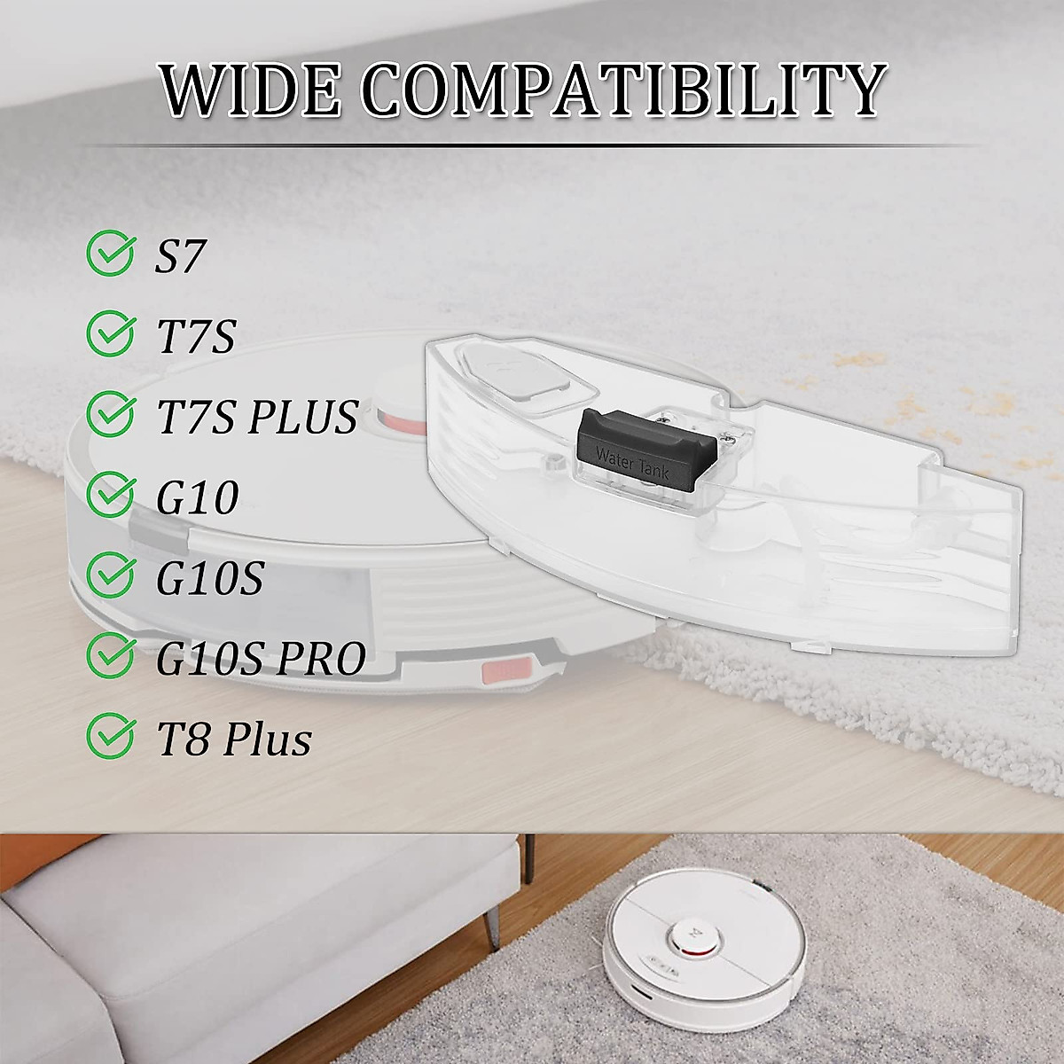 Garbage fighter Electric Control Water Tank Compatible With Roborock S7 /T7S /T7SPLUS /G10 Robot Vacuum Cleaner Accessories Parts