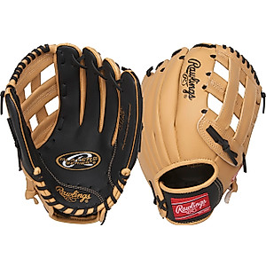 Rawlings | PLAYERS Series T-Ball & Youth Baseball Glove | Right Hand Throw | 11.5" | Camel/Black