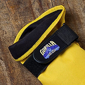 GORILLA EASY CONNECT Gardening Gloves Lightweight Tough Heavy Duty Long Sleeve Leather Pruning Gloves with Adjustable Strap - Yellow