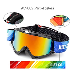 JUST GO Ski Goggles for Skiing Dual-Layer Anti-Fog 100% UV Protection lens Snowboard Goggles, Black Frame/Red Revo Lens (VLT 10.5%)