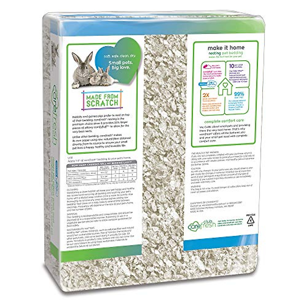 Carefresh 99% Dust-Free White Natural Paper Nesting Small Pet Bedding with Odor Control, 50 L