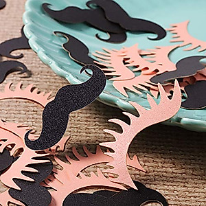 300 Pieces Staches or Lashes Confetti Black Mustache Confetti Lash Paper Confetti for Gender Reveal Birthday Baby Shower Party Decoration Supplies