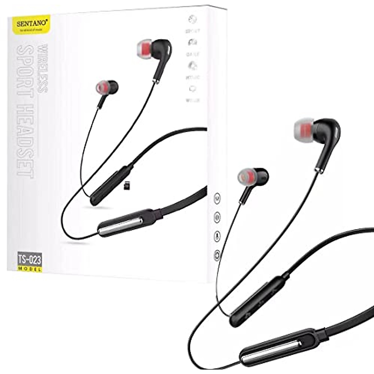 JKIKL Headphones with mic, 5.0 Earbuds Sports Neckband Earphones, 8H Playtime/Stereo Sound with CVC Noise Reduction Mic, in Ear Headphones for Running Sports Gym Black YX-02