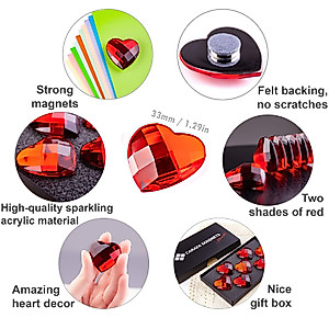 Red Heart Shape Fridge Magnets 7-Pack - Pretty Gift for Women Mom Daughter - V-Day Heart Décor