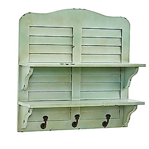 Nearly Natural 7034 Vintage Window Shutter Shelving with Wall Hooks, 20"