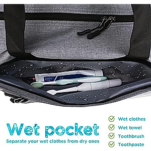 40L Sports Gym Bag, Travel Duffel Bag, Multifunctional Fitness Bag with Wet Pocket & Shoes Compartment for Women & Men (A1.gray, 40L)