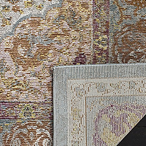 SAFAVIEH Aria Collection Area Rug - 5'1" x 7'6", Beige & Orange, Boho Chic Medallion Distressed Design, Non-Shedding & Easy Care, Ideal for High Traffic Areas in Living Room, Bedroom (ARA120E)