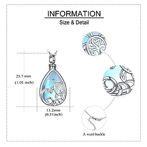 ONEFINITY Moonstone Turtle Urn Necklace for Ashes Sterling Silver Turtle Cremation Jewelry for Ashes of Loved Ones Keepsake Jewelry