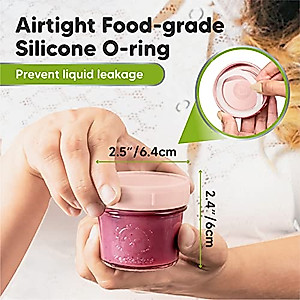 KeaBabies 6-Pack Glass Baby Food Containers - 4 oz Leak-Proof, Microwavable, Glass Baby Food Jars - Baby Food Storage Containers - Baby Bullet Jars with Lids, Freezer Safe (Musk Dusk)