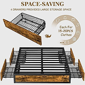 Pliwier Bed Frame with 4 Drawers, Metal Platform Bed Frame Queen Size, 11 Heavy Duty Metal Slats Support, No Box Spring Needed, Space Saving, Noise-Free, Easy Assembly (Queen (U.S. Standard))