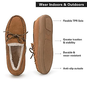 DREAM PAIRS Men's Moccasin Slippers Fuzzy Plush House Shoes Indoor Outdoor Fleece Lining Loafers,Size 15,TAN,FUR-LOAFER-01