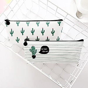 6 Pack Cactus Pencil Case, Pen Bag Canvas Cactus Pencil Pen Cosmetic Makeup Bag