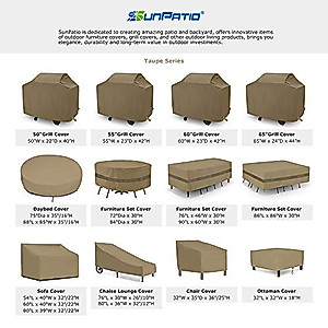 SunPatio Patio Furniture Set Cover, Heavy Duty Waterproof Outdoor Rectangular Table and Chairs Cover for Dining Set, Fade Resistant Deck Conversation Sectional Set Cover, 90''L x 60''W x 30''H, Taupe