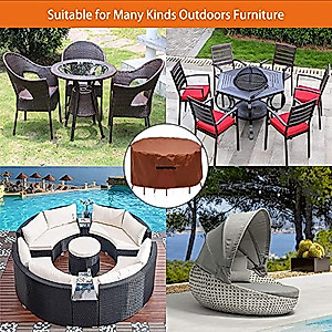 Round Patio Furniture Covers, 74" Dia Outdoor Furniture Covers, Waterproof Outdoor Table Cover, Fire Pit Cover Outdoor Round Table Dining Set Cover Anti-Fading Cover for Outdoor Furniture Set