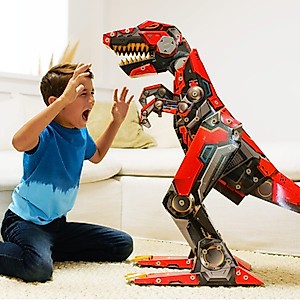 ROBO-MAX T-Rex | Construction Building Kit, 3' FT. Tall Dino Robot – STEM Toys for Kids Ages 7-12 and Up (250+ Pieces)