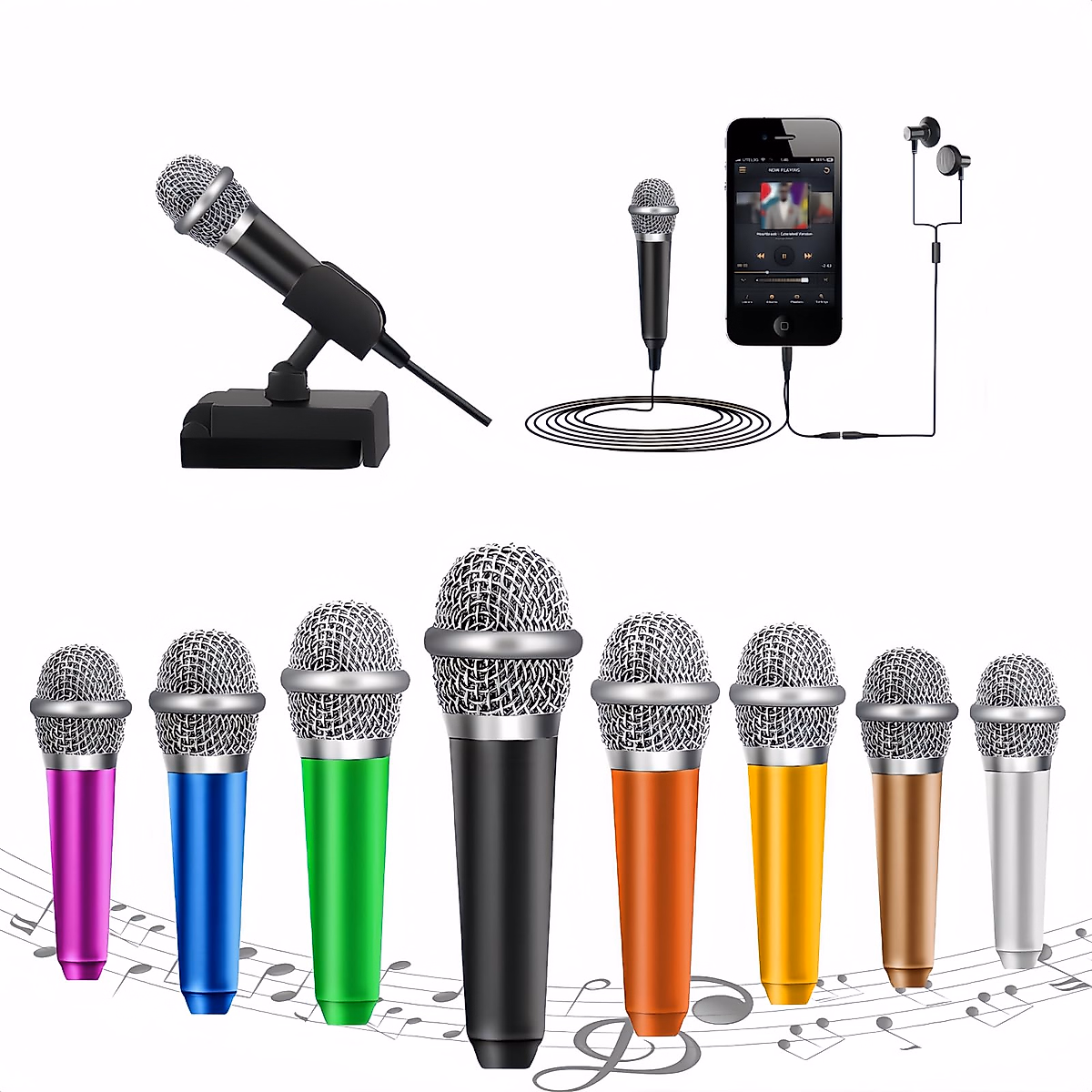 JeMii Mini Microphone,Tiny Microphone,Phone Microphone, Asmr Microphone,Mini Karaoke Microphone,forVoiceRecording Chatting and Singing on iPhone,Android,PC(Black)