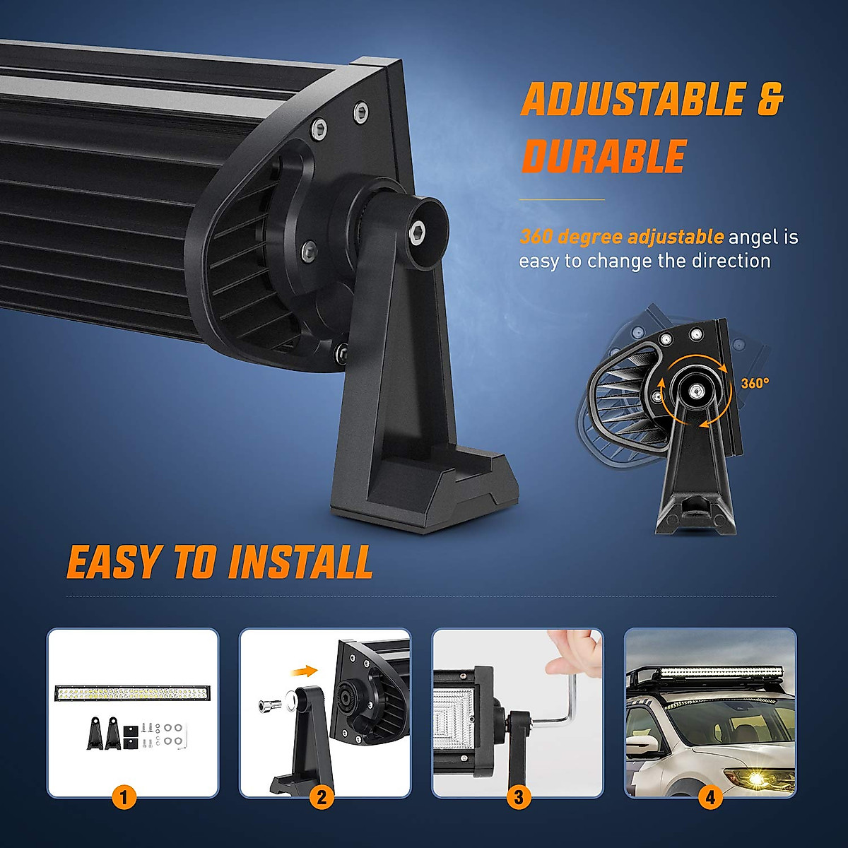 Nilight - 18016C-A LED Light Bar 22Inch 270W Triple Row 27000LM Flood Spot Combo Beam Led Bar Driving Lights Boat Lights Super Bright Led Off Road Lights for Trucks,2 Years Warranty