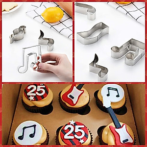 Music Note Cookie Cutters Set of 12, Metal Music Note Fondant Mold Musical Instruments Mold, GClef Eighth Note Quarter Note Piano Violin Guitar Piano Keyboard Shapes Biscuit Molds for Kids DIY Baking
