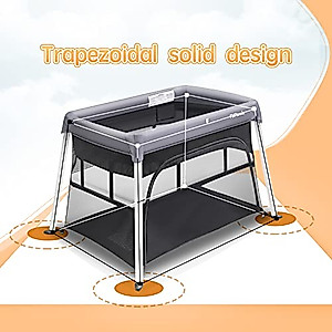 PAPAMIA Travel Crib, 2 in 1 Portable Light Travel Playard, Removable Playard with Comfortable Mattress, Grey