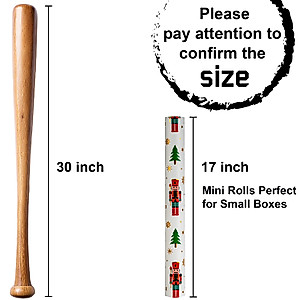 MIMUTI Christmas Wrapping Paper - Wrapping Paper Mini Roll - 17in X 33ft - Nutcracker/Tree/Stars Printed on Paper for Chrsitmas, Holiday, Party Celebration