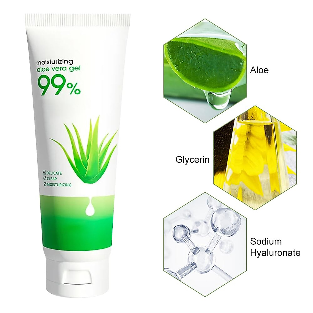 Mroobest Aloe Vera Gel, Aloe Gel 100 Percent Pure Plant, Deeply Hydrating ＆ Repairing, Sunburn ＆ Eczema Relief, Acne, Small Cuts, Suitable for Face, Body