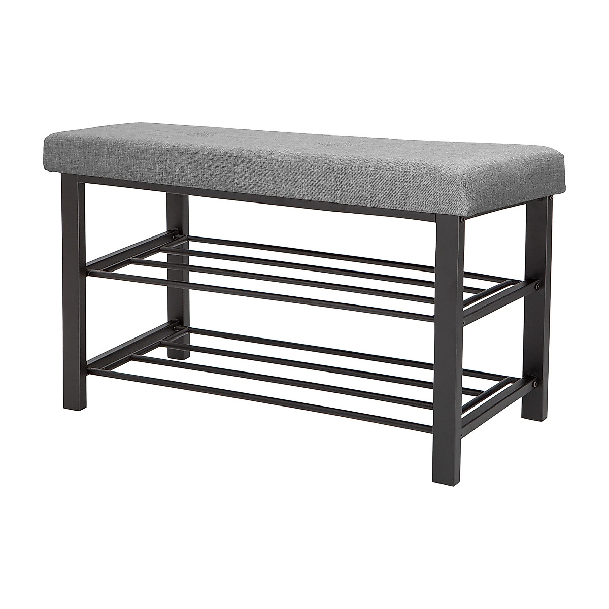 Simplify Storage Bench, Shoe Rack, Ottoman, Tufted, Padded Seating for Entryway, Bedroom, Closet & Hallway, Grey
