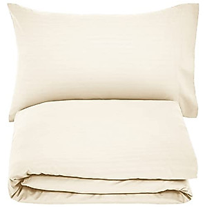 AmazonBasics Deluxe Microfiber Duvet Cover Set with pillow case(s) – 135x200cm, Beige