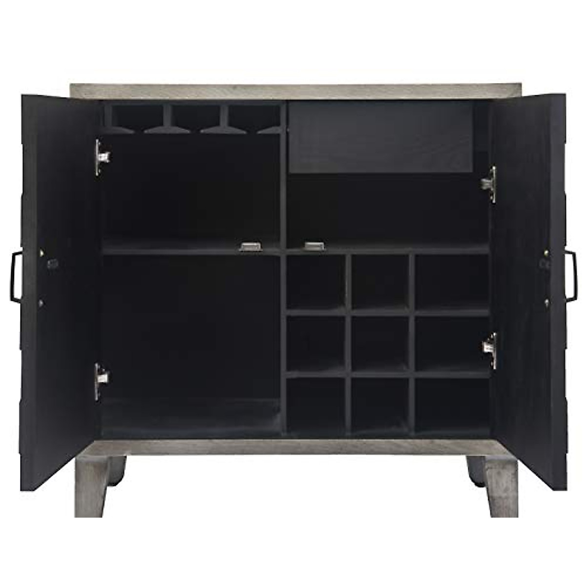 Amazon Brand – Stone & Beam Chevron Bar Cabinet, Light Gray Wood