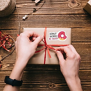 Donut Worry Be Happy Stickers,Thank You Stickers,Handmade Stickers,Small Shop Stickers,Envelopes Stickers for Small Business, Online Retailers,Handmade Goods,500 Labels Per Roll