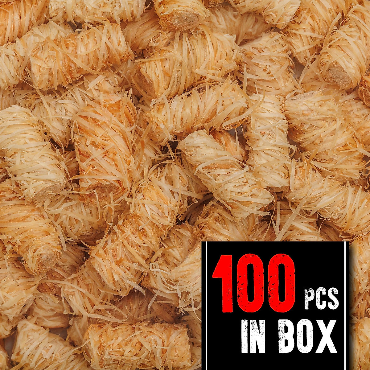 100 pcs Fire Starter for Indoor and Outdoor Use - Natural, Eco-Friendly Firelighter for Grills, Smokers, Fire Pits, Wood Stoves - Waterproof, All-Weather Charcoal Starter, Fire Starters for Campfires