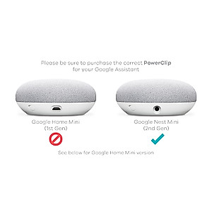 PowerClip Outlet Mount for Google Nest Mini (Chalk), Speaker Wall Hub for 2nd Generation Google Nest Smart Home Devices, Space Saving, Uses One Outlet Only, Great for Mounting Google Mini Speaker