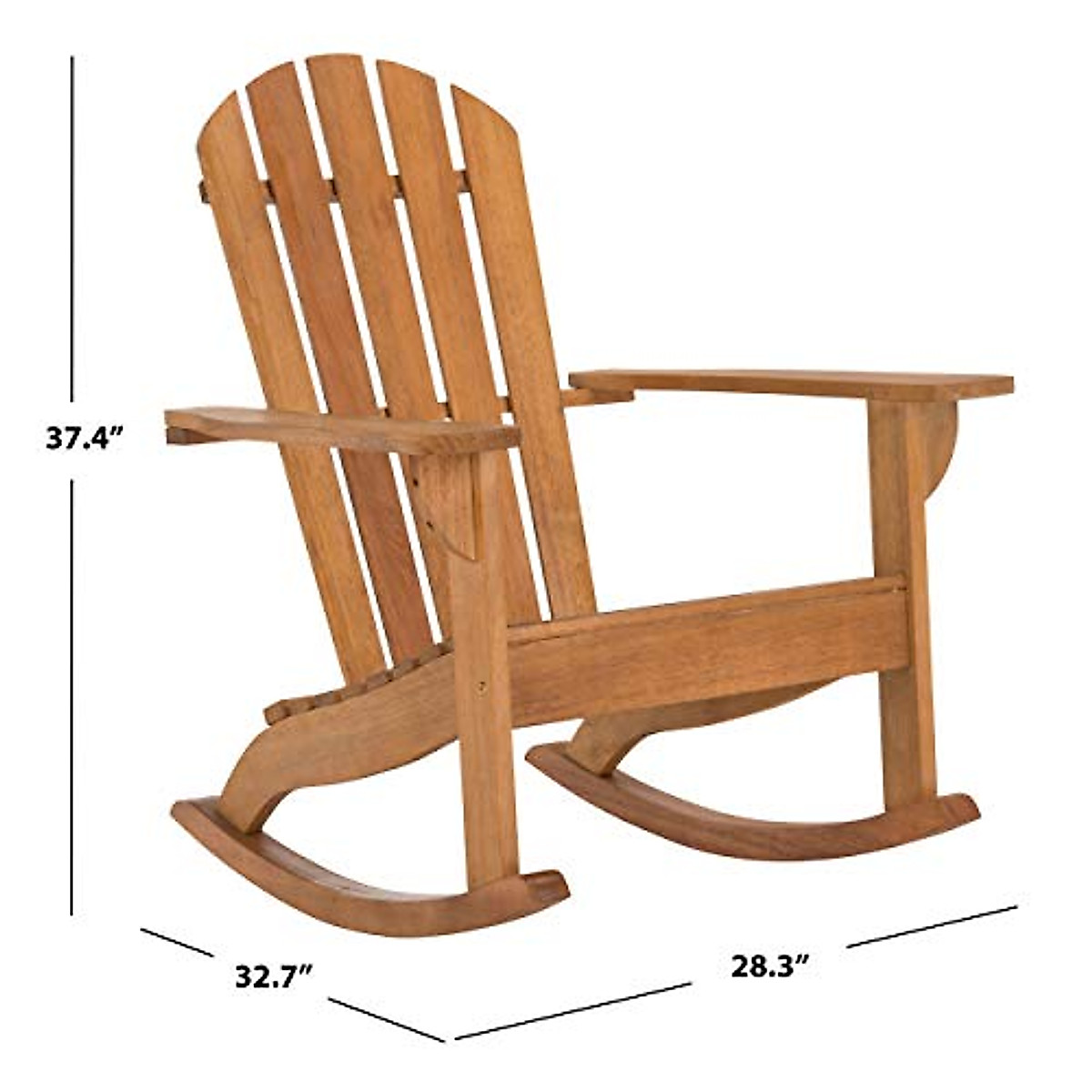 Safavieh PAT7042A Outdoor Collection Brizio Teak Rocking Adirondack Chair, Natural