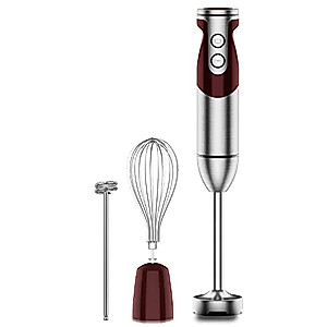 3- in-1 Immersion Hand blender, Powerful 1000W Stainless Steel Stick Blender, 4 Sharpe Blades with Whisk, Milk Frother Attachments