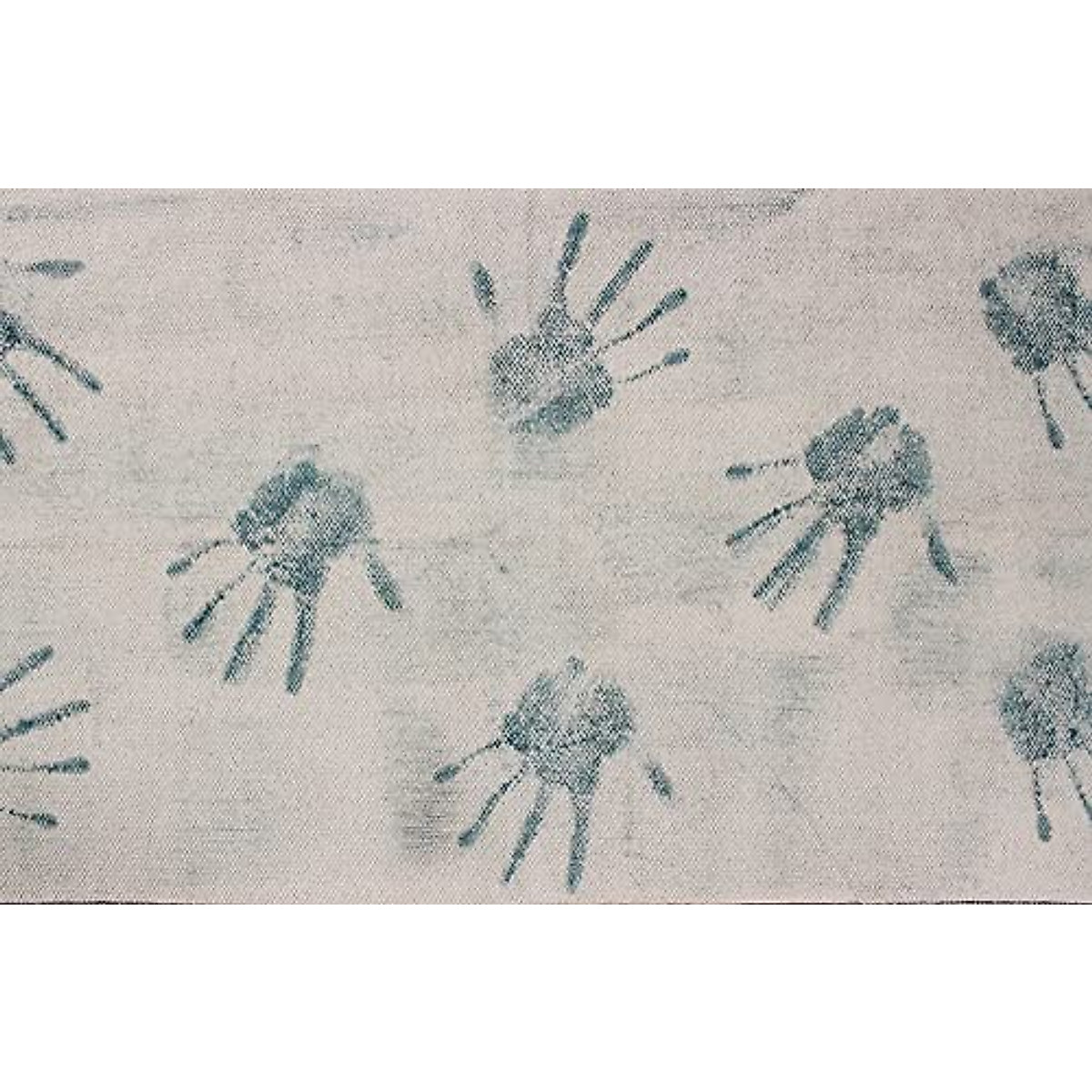 Casavani Hand Block Printed Cotton Dhurrie Bordered Blue & Brown Area Rug Doormat Floor Rug Indoor Area Rugs for Bedroom Living Room Laundry Room 6x8 Feet