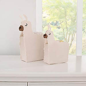 NoJo White Felt Llama Shaped 2Piece Nursery Storage Caddy Set, White, Tan