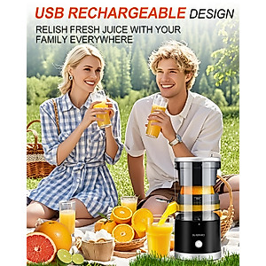 Electric Citrus Juicer Rechargeable - Electric Juicer Machines with USB and Cleaning Brush Portable Compact Juicer for Orange, Lemon, Limes