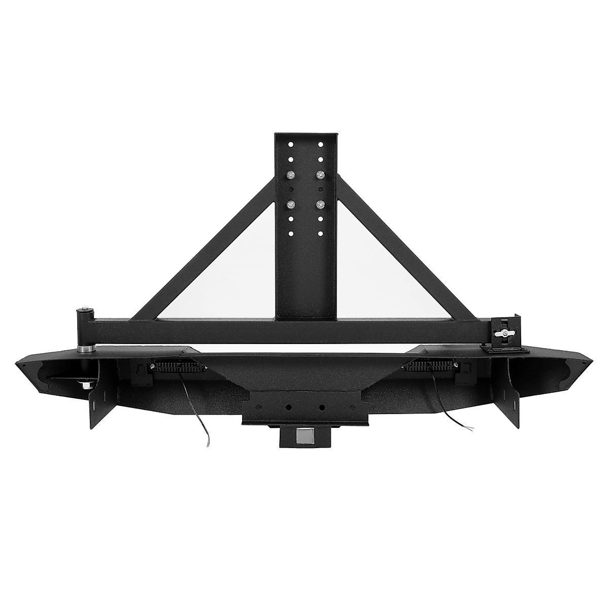 HECASA Rear Bumper Compatible with 2007-2018 Jeep Wrangler JK w/Lockable Tire Carrier w/2" Receiver w/18W High Powered LED Floodlights Steel Textured Black 2 Packages