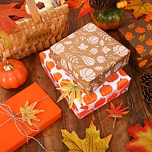 Whaline 160 Sheets Fall Tissue Paper Folded Flat Pumpkin Wrapping Paper Thanksgiving Gift Wrapping Tissue Paper Rustic Art Paper Crafts for Home DIY Gift Bags Party Favor Autumn Decor, 14 x 20inch