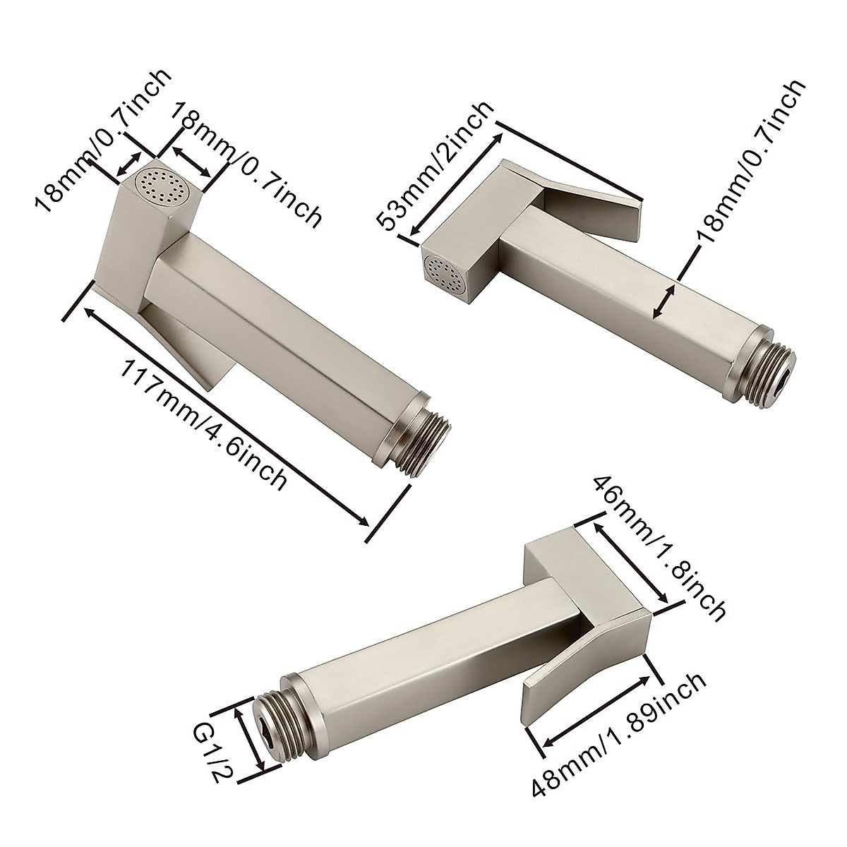 Asyas Concealed Warm Water Bidet Sprayer for Toilet with Hot and Cold Brass Valve, Brass Handheld Bidet Attachment Set for Females, Pets and Baby Diaper Wash Brushed Nickel