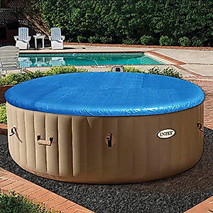 74" X 72" Hot Tub Mat with 96" Dia Hot Tub Cover-10pcs Stainless Steel Clips Outdoor Indoor Spa Hot Tub Protective Floor Mat, Water-Absorbent Anti-Slip Mat for Inflatable Hot Tub Outdoor Spa