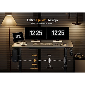 Claiks Standing Desk with Drawers, Stand Up Electric Standing Desk Adjustable Height, Sit Stand Desk Computer Workstation, 48 Inch, Black