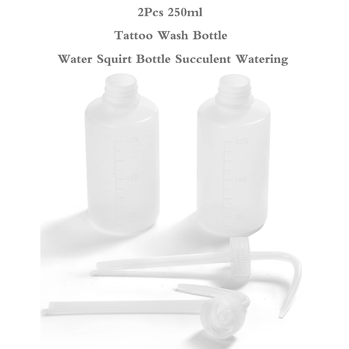 HOOMBOOM 2Pcs Tattoo Wash Bottle 250ml | 8oz Water Squirt Bottle Succulent Watering, Safety Rinse Bottle Watering Tools for Medical Succulent Cleaning Washing Bottle White