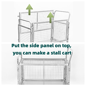 Platform Truck Cart with Cage Heavy-Duty Hand Cart 1600 lb Capacity Commercial Multi-Use Silent Durable Wheels Easy to Clean for Industrial Warehouse Supermarket Medical Facilities