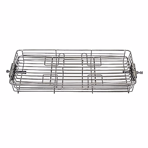 Fenteer Stainless Steel Grilling Basket Portable Air Frying BBQ Grill Rotary Oven Cage Rack Perfect for Fish, Meat, Chicken, Vegetables, Steak and More - Small for 25-30L Oven