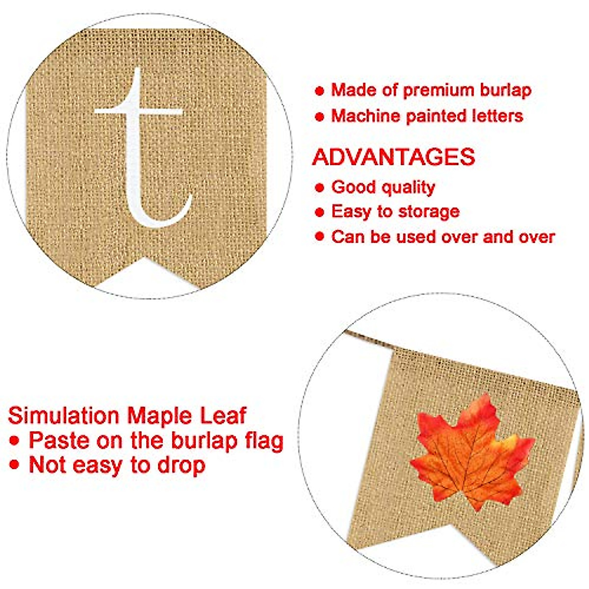 Partyprops Thankful Burlap Banner | Thankful Burlap Wall Banner| Thanksgiving Banner | Rustic Thanksgiving Decoration | Fall Banner| Thanksgiving Decor