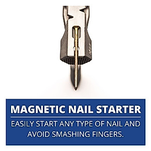 Boss Hammer Pro Series Titanium Hammer with Over-Molded No-Slip Rubber Grip - 16 oz, Construction Grade, Dual Side Nail Pullers, Smooth Faced - BH16TIS