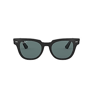 Ray-Ban Rb2168 Meteor Square Sunglasses, Black/Polarized Blue Mirrored Gold, 50 mm