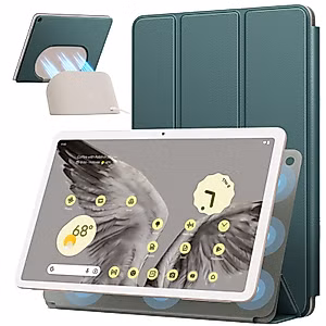 MoKo for Google Pixel Tablet Case 2023, Foldable Design + Ultra Thin Slim Leather PC Trifold Stand Cover+with Pencil Holder,Case for Pixel Tablet 2023, 11 inch, Dark Green